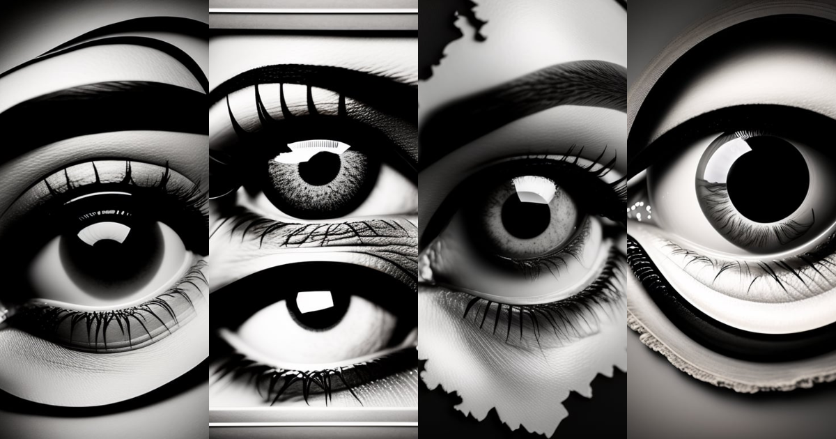 Lexica - A cutout picture of an eye from a vintage magazine, torn edges ...