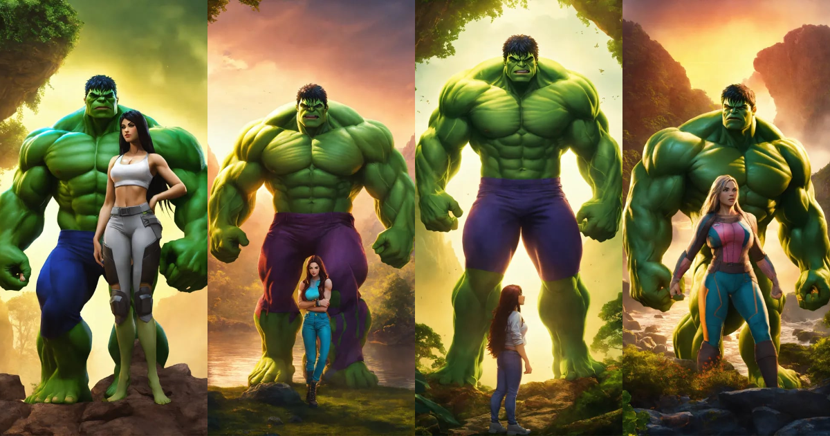 Lexica - Hulk with his Hulk girlfriend in the multiverse, nature ...