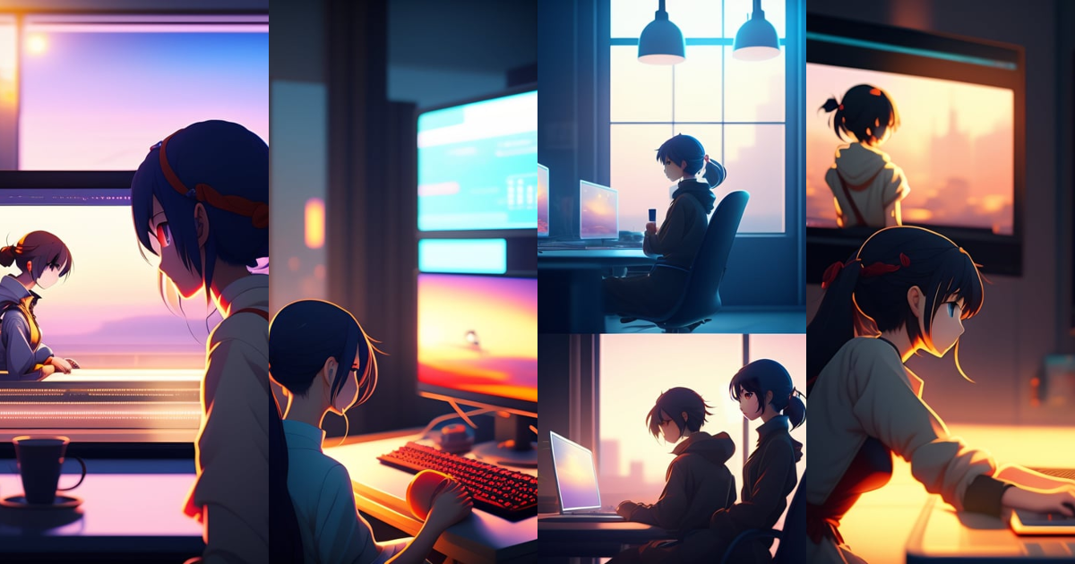 Lexica - Create a high resolution artwork of Anime Girl is programming ...