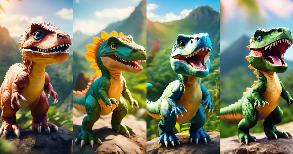 Lexica - An adorable and fluffy baby t-rex dinosaur with big color eyes ...