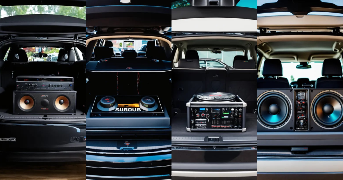 Lexica - A photo of a professional car audio installation. The car is a ...