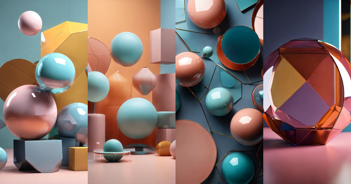 Lexica - Random geometric shapes, glassy, glossy, minimalist, 3D render ...