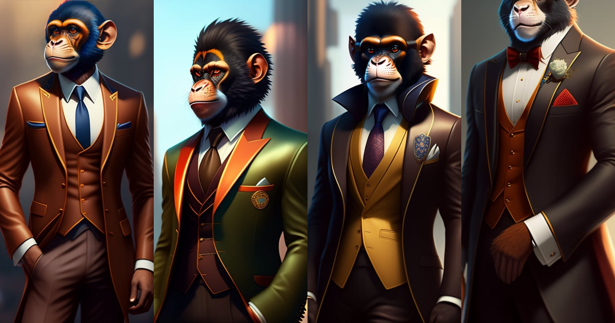 Lexica - Anthro furry humanoid monkey, three piece suit, checking watch ...