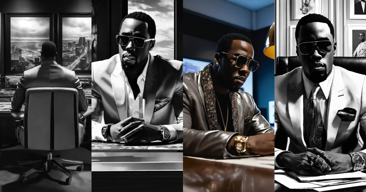 Lexica - Sky view Pop art, hyperrealist portrait of black rapper "Diddy ...