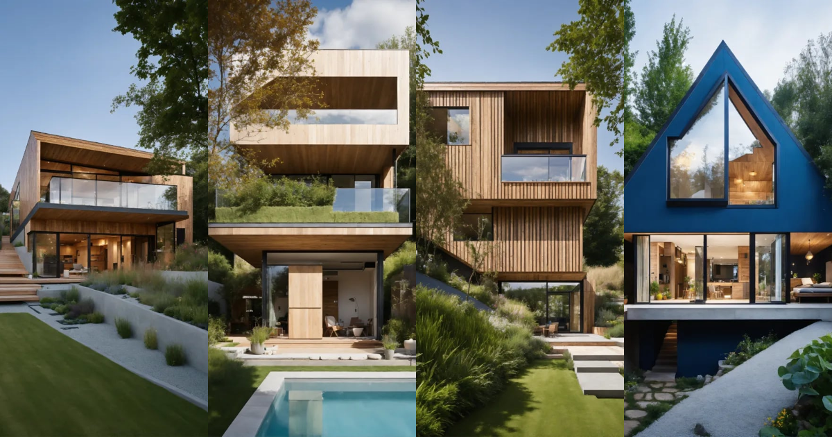 Lexica - BIG SITE GARDEN DESIGN slope TOPOGRAPHY blue sky HOUSE NATURAL ...