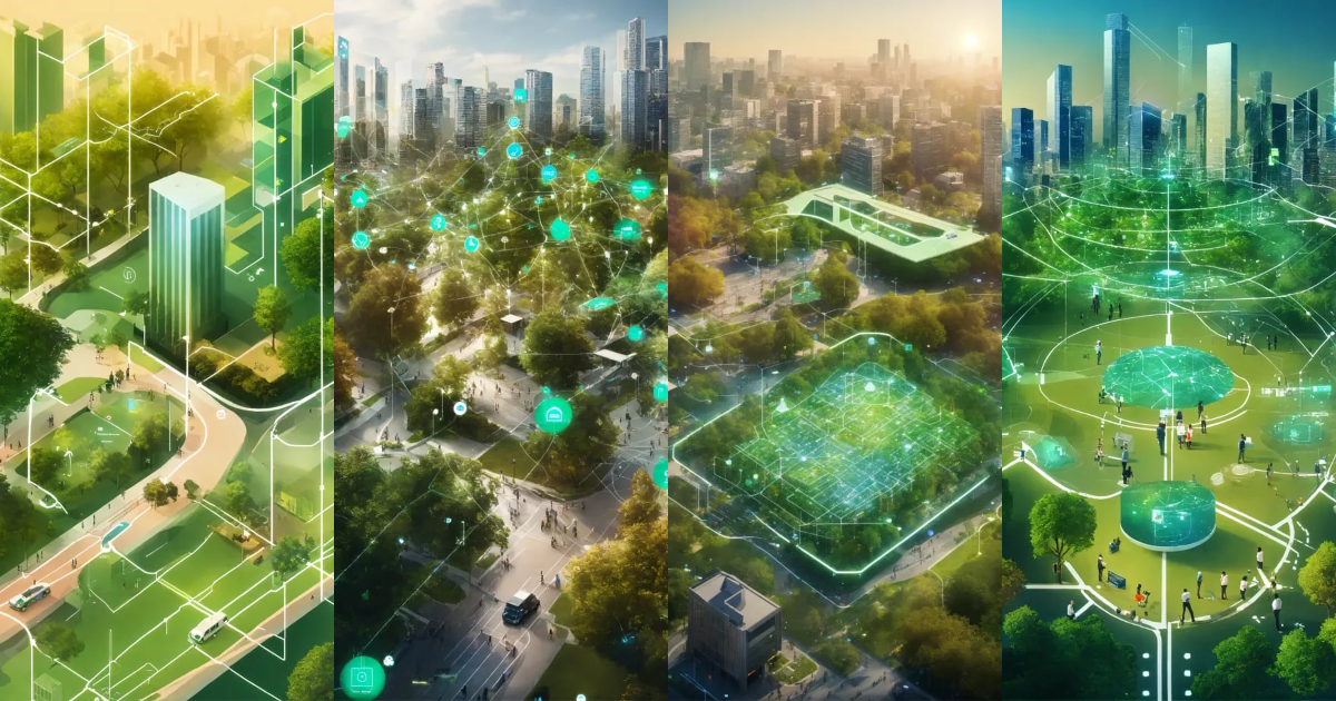 Lexica - An aerial view of a modern city with a mix of green spaces ...