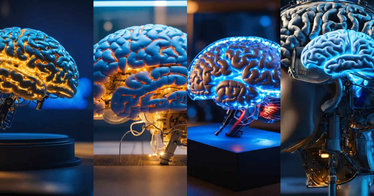 Lexica - "illuminated thought process", glowing brain center stage ...