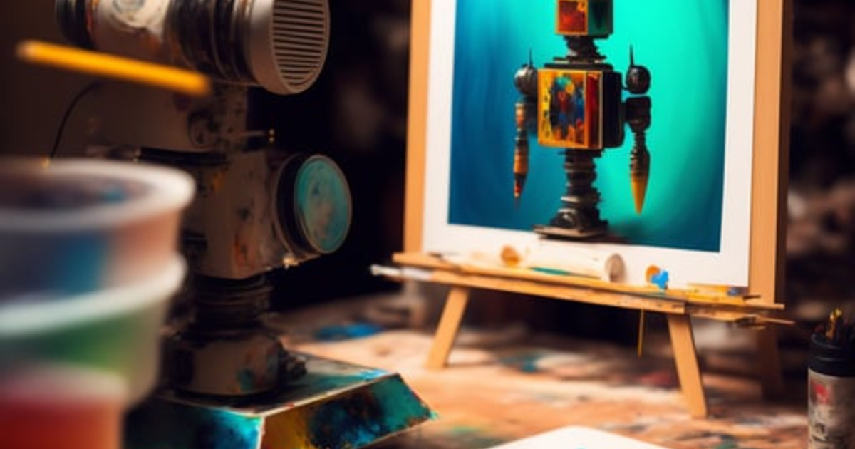 Lexica - A messy artist's workshop, inside is a robot painting a self ...