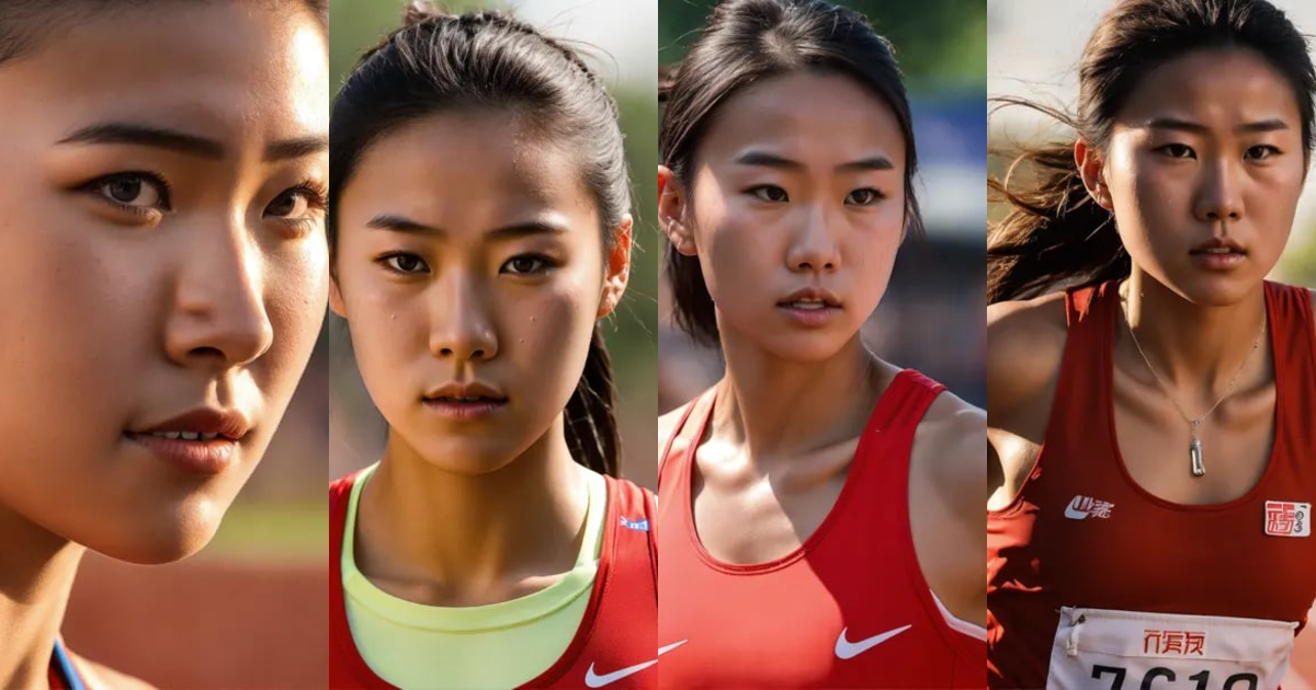 Lexica - Mid-day at a track field. Ultra Close-up shot of an 18-year ...