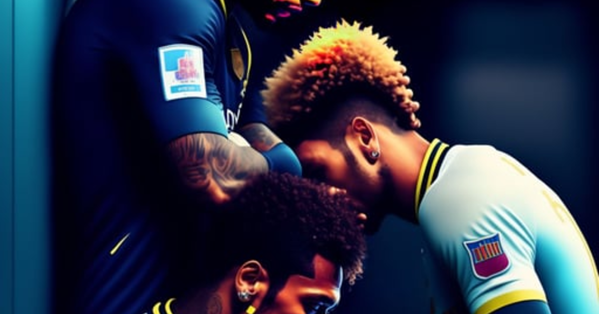 Lexica - Neymar sat on the locker room bench, holding his head and ...