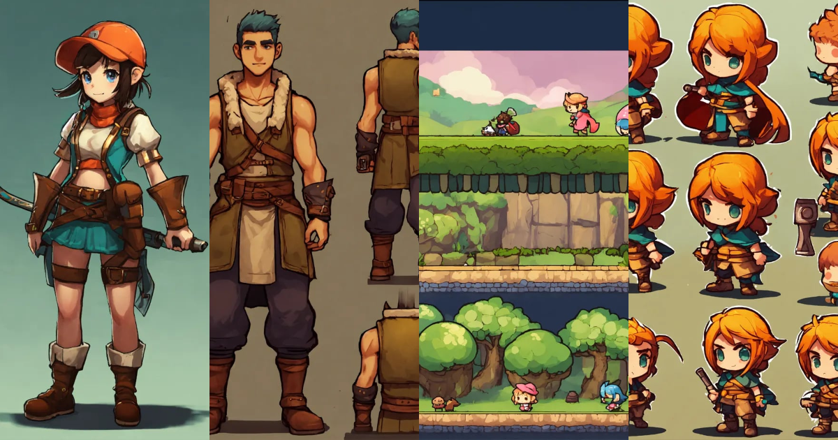 Lexica - Character sprite, 2d side scroller, cute