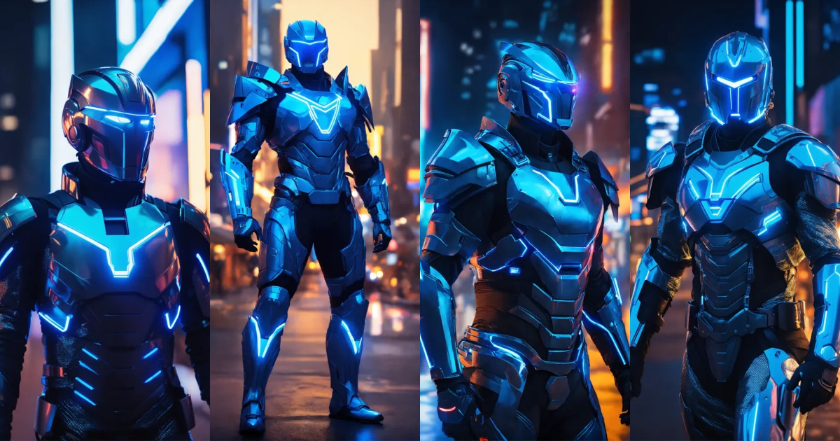 Lexica - Futuristic superhero, wearing a sleek and slim suit of armor ...