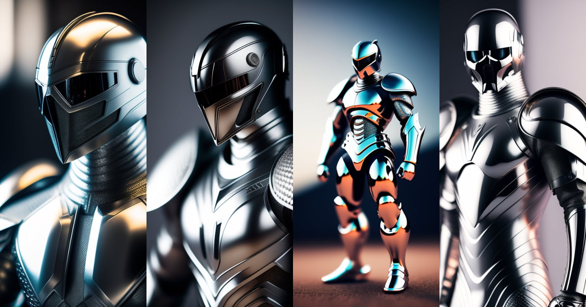 Lexica - A photograph of a silver smooth armour made of white titanium ...