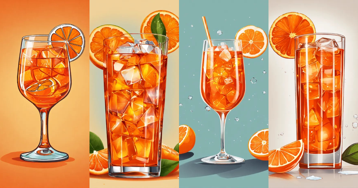 Lexica - Aperol spritz cartoon vector minimlist with ice cubes and ...