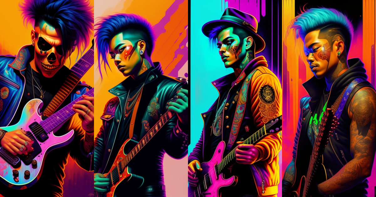 Lexica - Zombie punk rocker playing guitar, tristan eaton, victo ngai ...