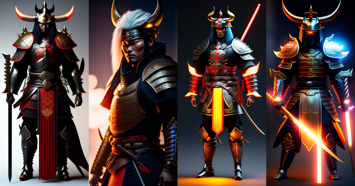 Lexica - Full body shot of a samurai wearing authentic historical armor ...