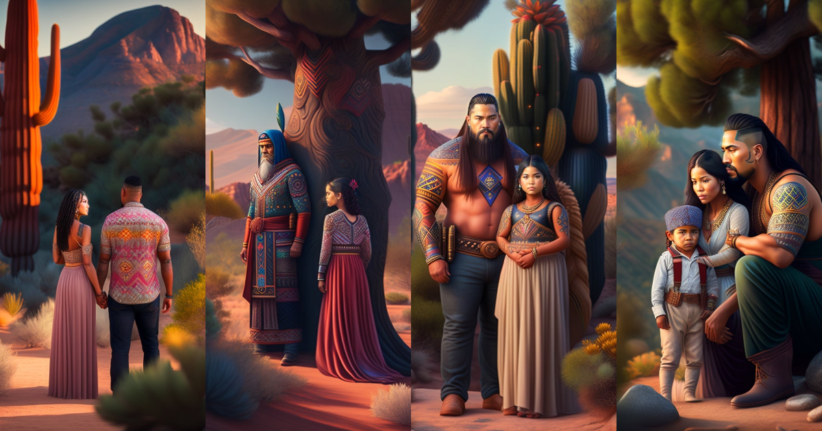 Lexica - Primitive Apache tattooed father, tattooed mother, baby ...