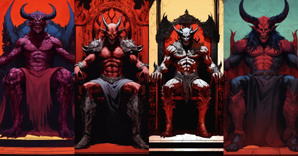 Lexica - Demon monster sitting on a throne, hellish background, digital ...