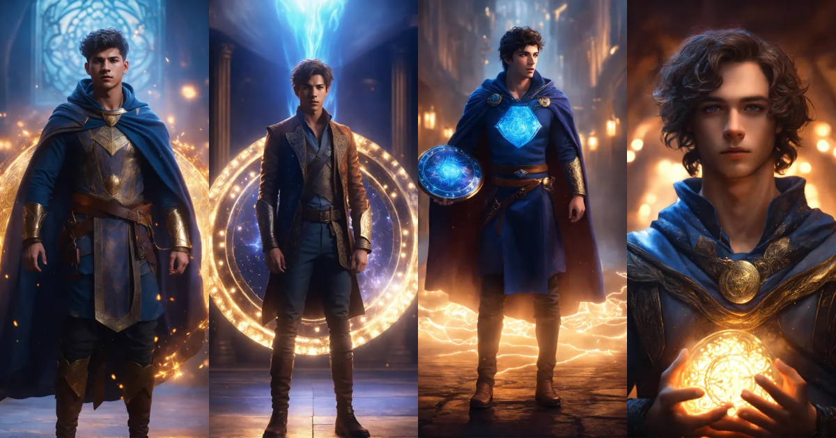 Lexica - A realistic full body portrait of a young male magic user ...