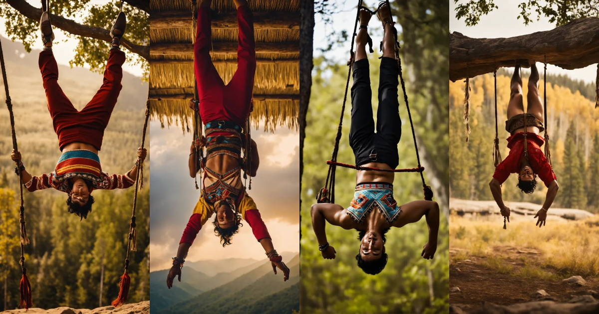 Lexica - Cinematic image of indigenous man of North America hanging ...