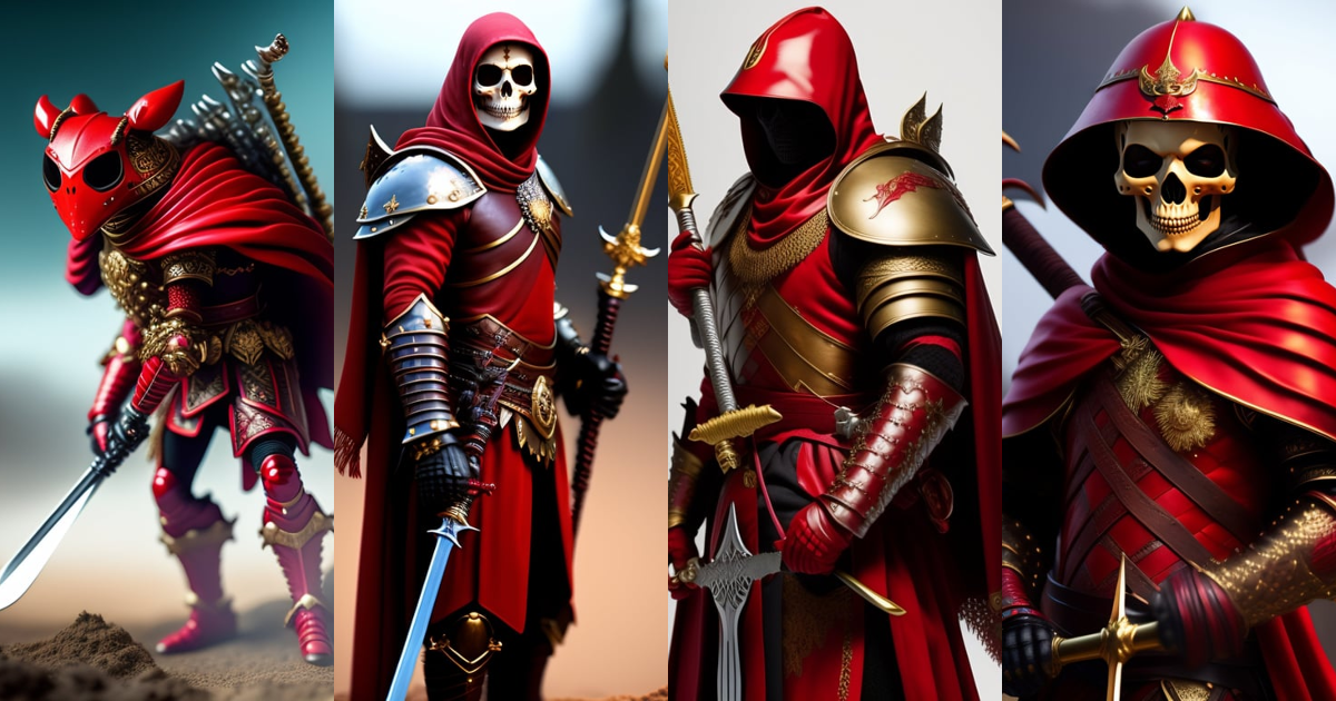 Lexica - Undead humanoid red frog, with armour, holding a sword ...