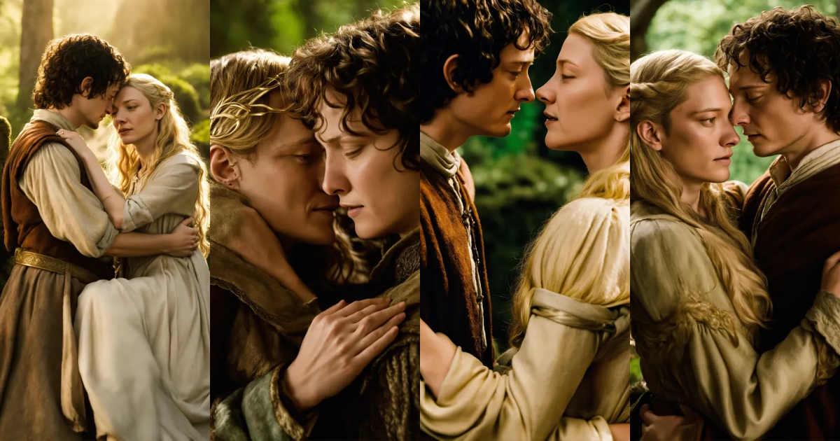 Lexica - Elijah wood as frodo is hugging kate Blanchett as galadriel