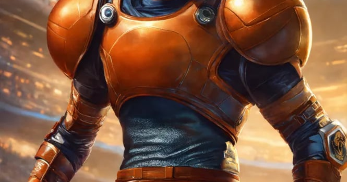 Lexica - Muscular male defiant Speedball scifi Player on the Game field ...