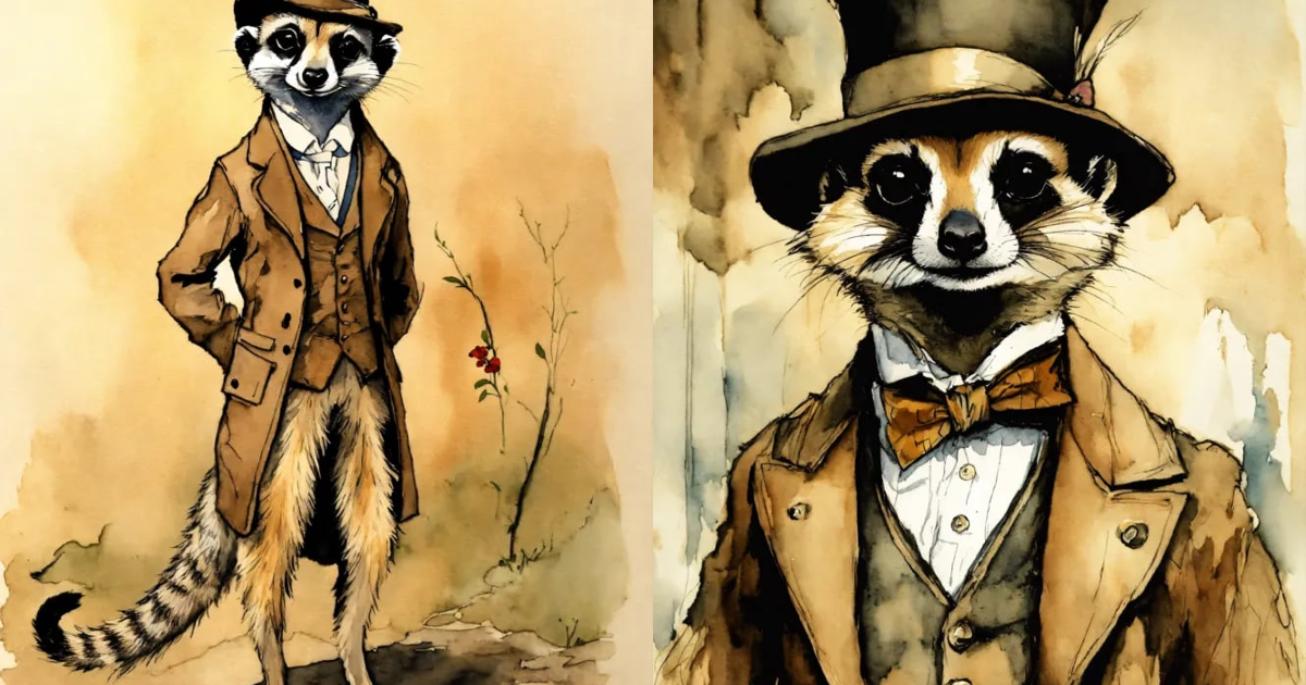 Lexica - A well dressed meerkat in the style of Arthur Rackham. Pen and ...