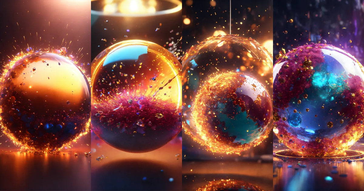 Lexica - 3d render of an exploding Glas CIRKLE background planet 8k lights