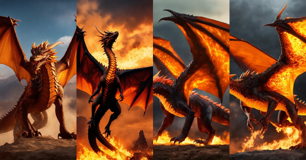 Lexica - Stunning, lifelike dragon with orange (HEX = FF5500) features ...