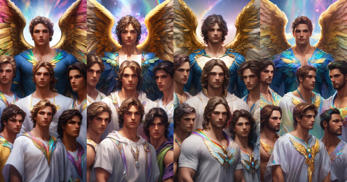 Lexica - Group of 7 gorgeous and perfect male angels, detailed and ...