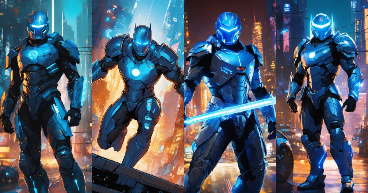 Lexica - Futuristic superhero, wearing a sleek and slim suit of armor ...