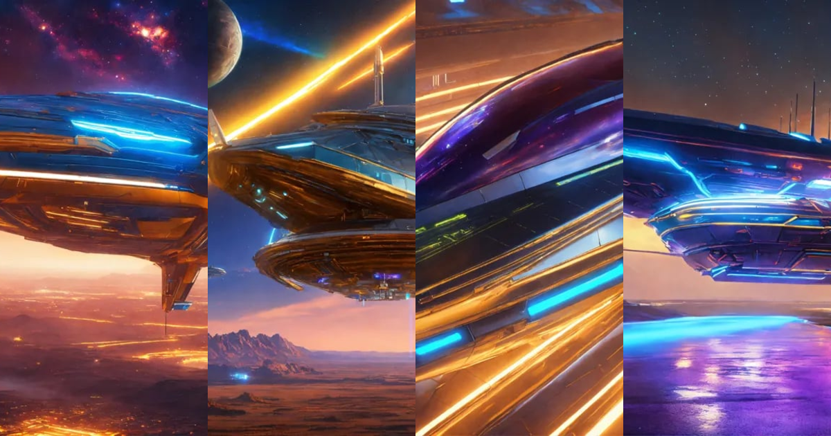 Lexica - Futuristic spaceship,alien design,flying in starry space ...