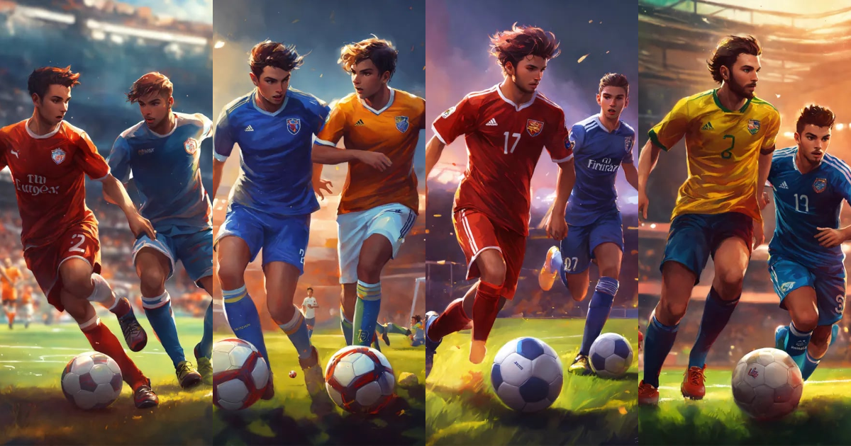 Lexica - Two soccer player playing soccer digital art, realistic ...
