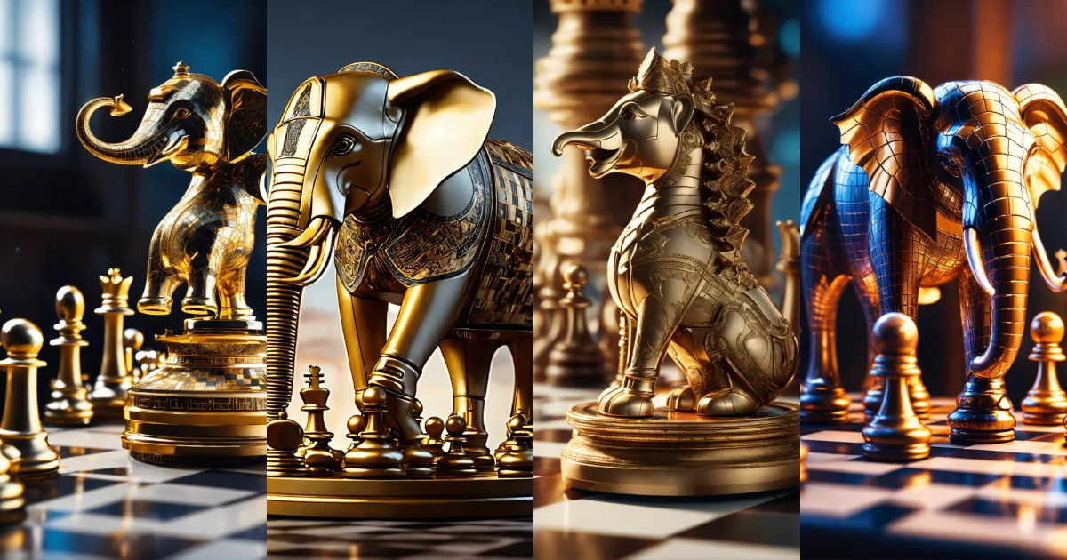 Lexica - Chess elefant, PCB, hyper-realis, futurist, stunning unreal ...