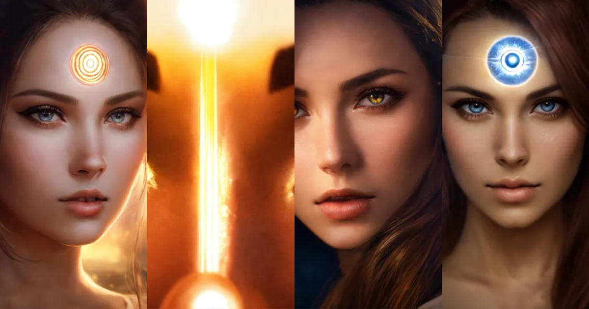 Lexica - A realistic beautiful woman with an orbe light in her forehead ...