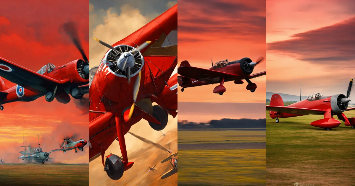 Lexica - Red propeller-driven war aircraft