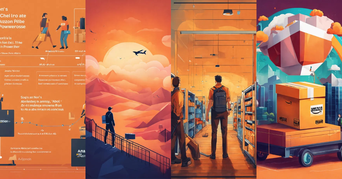 Lexica - Create an image that symbolizes Amazon's rise and dominance in ...