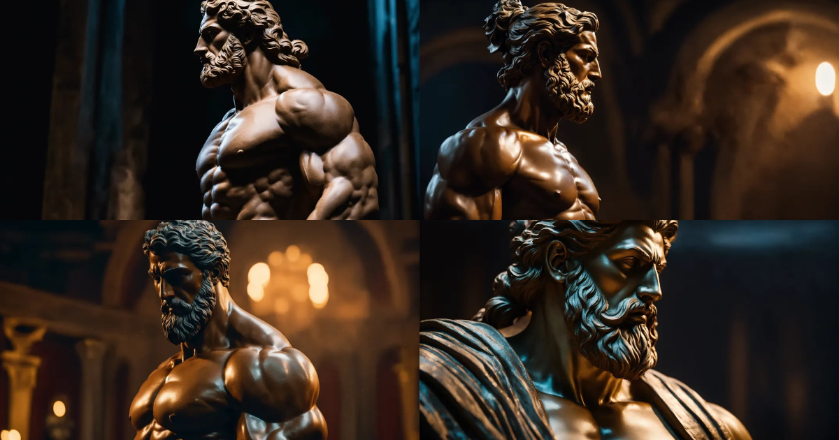 Lexica - Wise philosopher sculpture with toned physique in profile ...