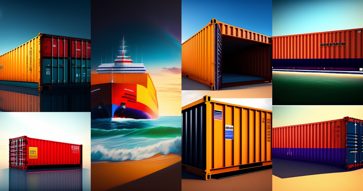 Lexica - Ship with shipping container and text "container-deshevo" on ...