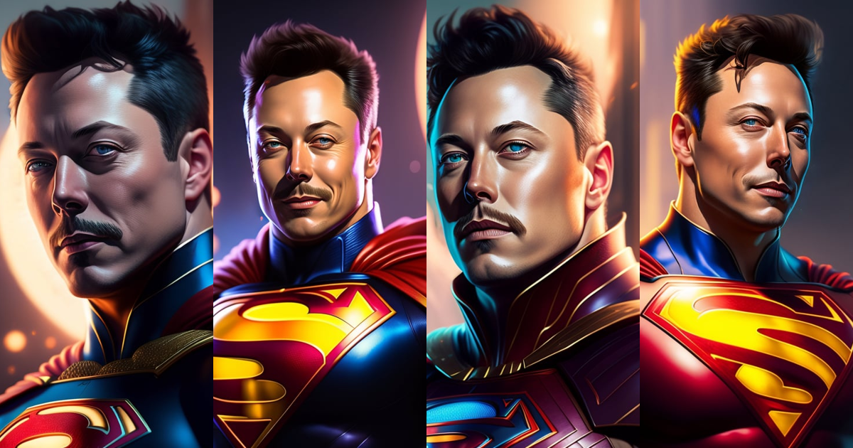 Lexica - Highly detailed portrait of elon musk , dressed as superman ...