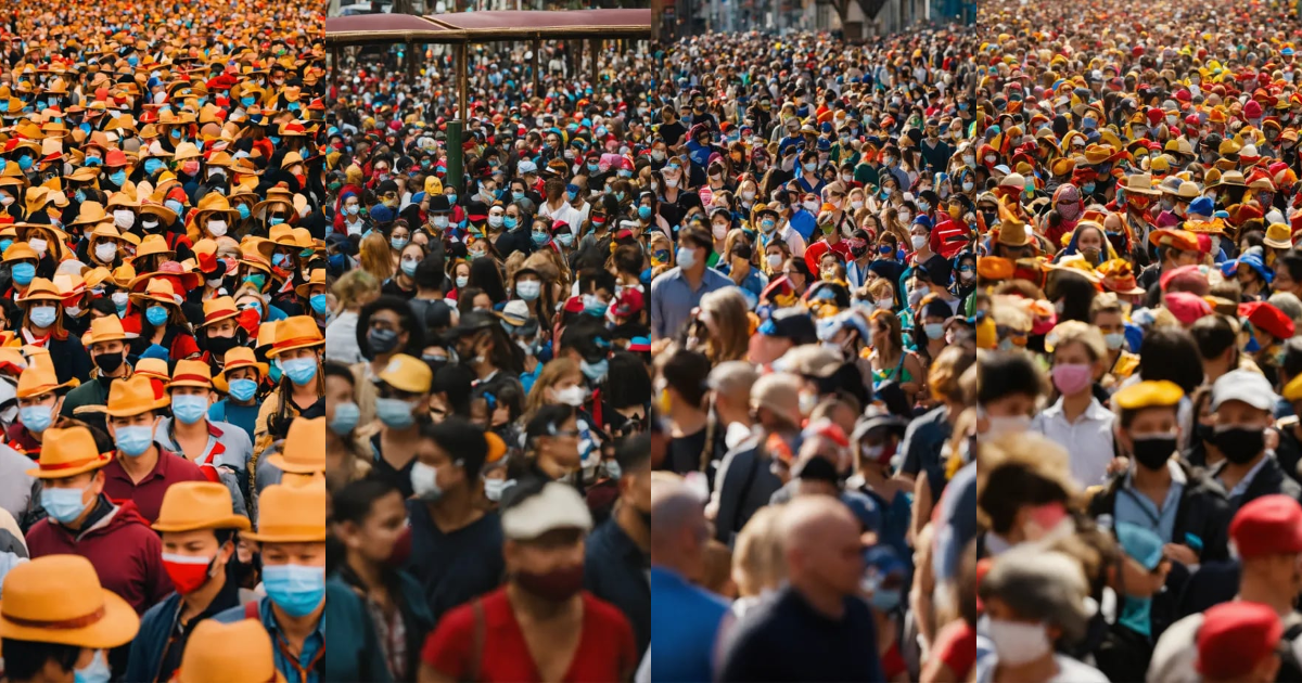 Lexica - Crowd wearing masks mascaraed