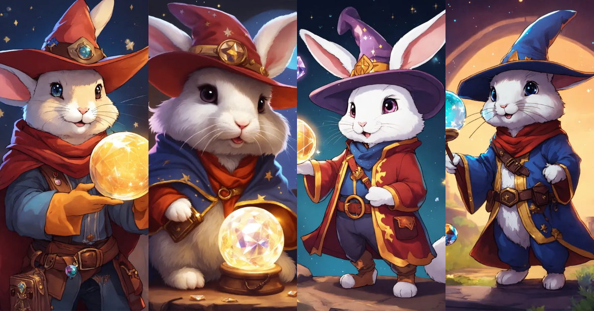 Lexica - Lovable rabbit dnd characters dressed as a wizard cowboy with ...