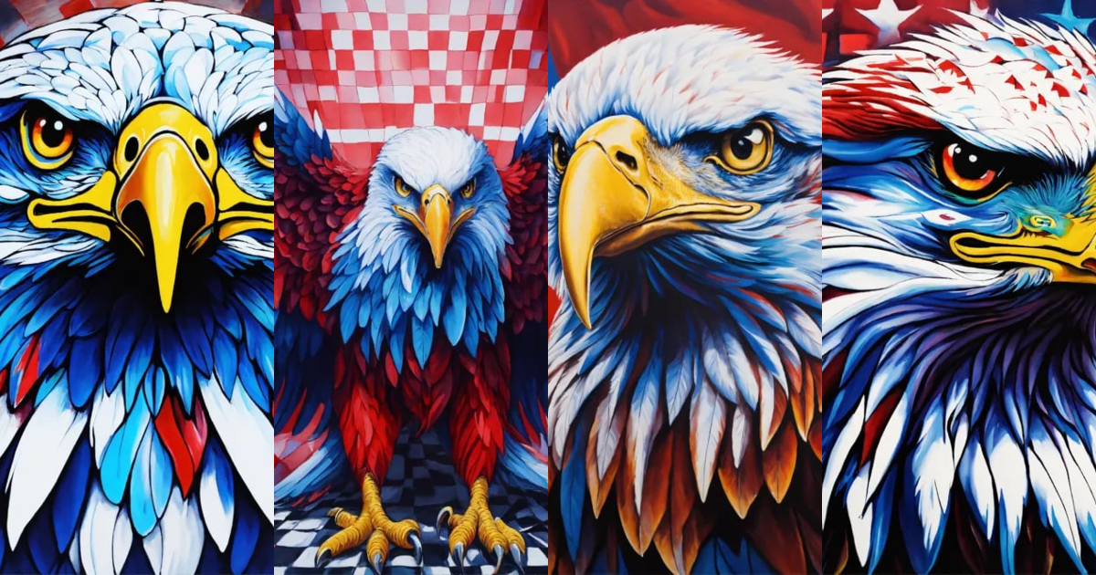 Lexica - Vibrant neo-traditional, a painting of a psychedelic eagle ...