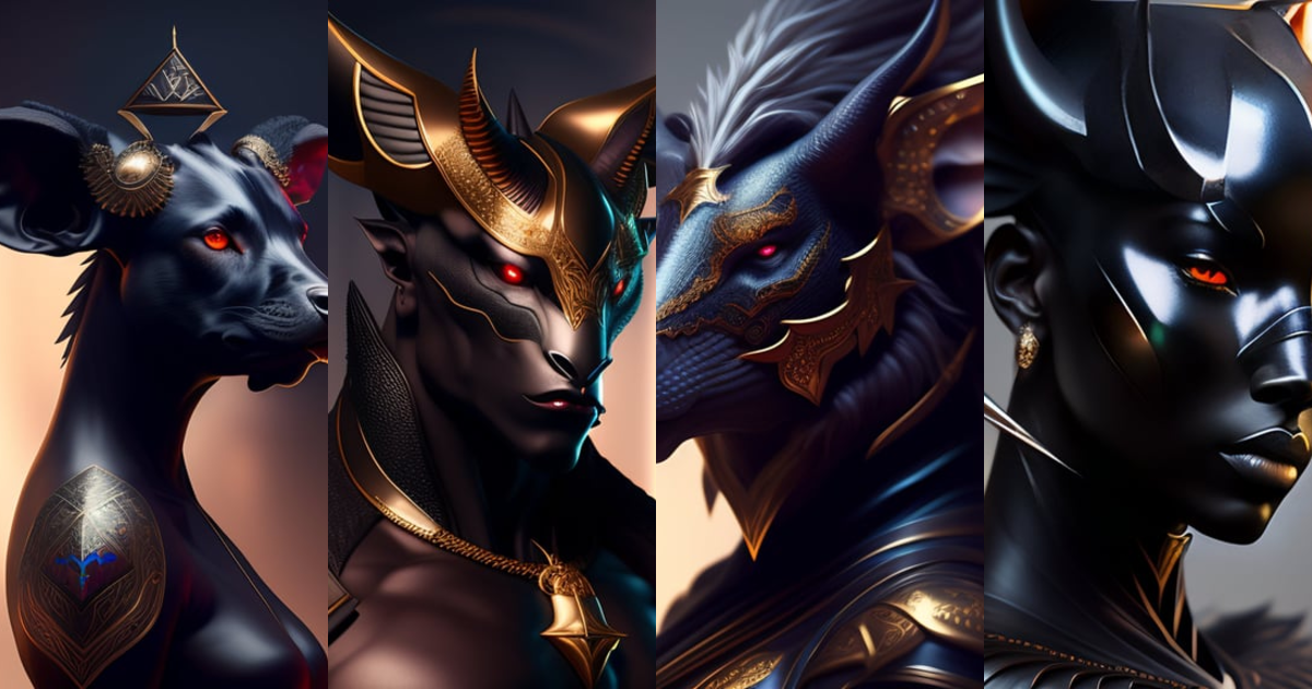 Lexica - 3 / 4 view portrait of anthropomorphic triangle brain in edgy darkshadowiron pig demon ...