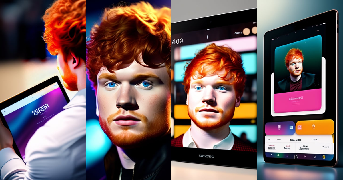 Lexica - An iPad screen featuring singer Ed Sheeran on it