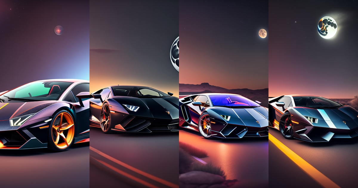 Lexica - Dark, stars, moon, car, Lamborghini, sharp, design, realistic ...