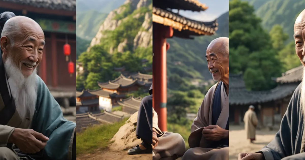 Lexica - Portrait of an old zen master smiling and chatting with young ...