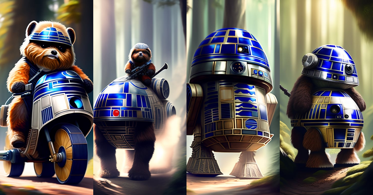 Lexica - An Ewok riding R2D2. Key Art. Fantasy Illustration. award ...