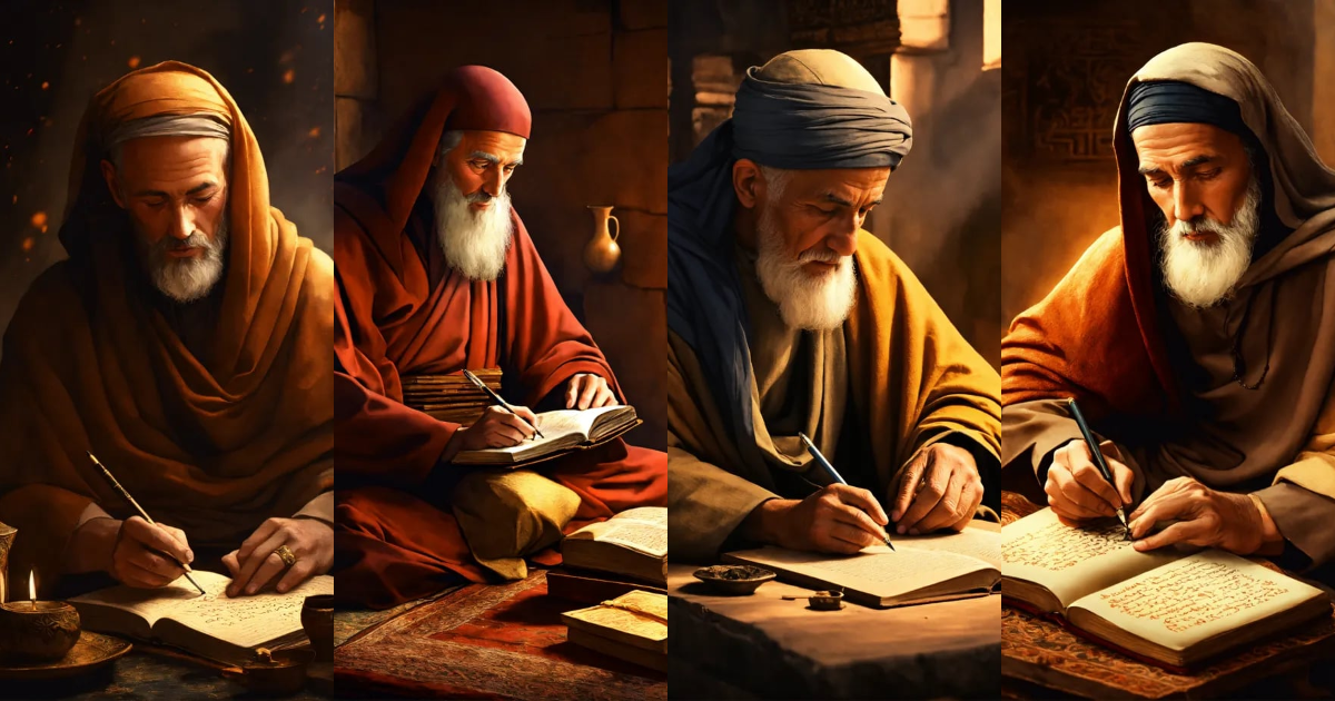 Lexica - Old Christian monk writing a book. Ancient Middle East ...
